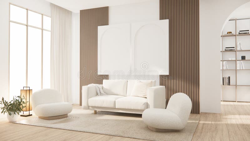 Sofa Armchair Minimalist Design Muji Style.3D Rendering Stock ...