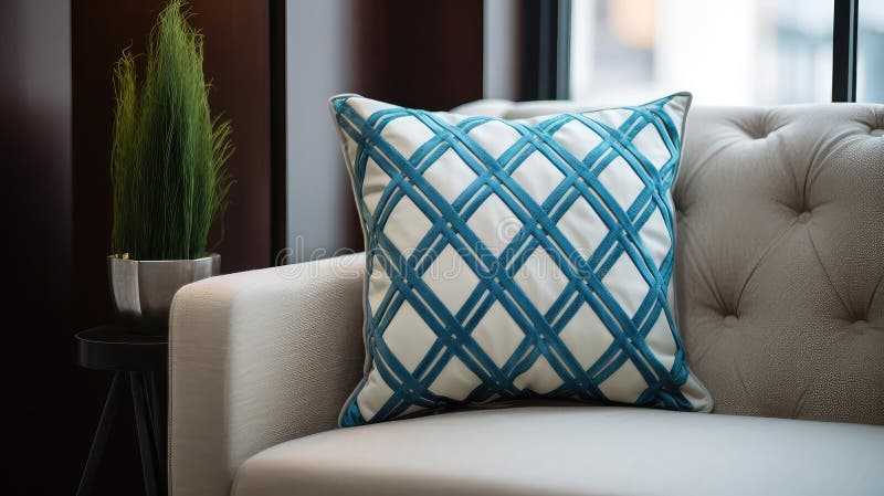 Sofa in Blue Living Room with Copy Space for Mock Up, 3D Rendering ...