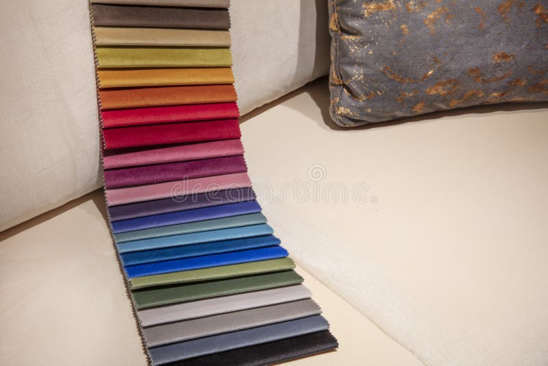 Sofa Color Chart. Upholstery Catalogue. Closeup of Samples of Fabric ...