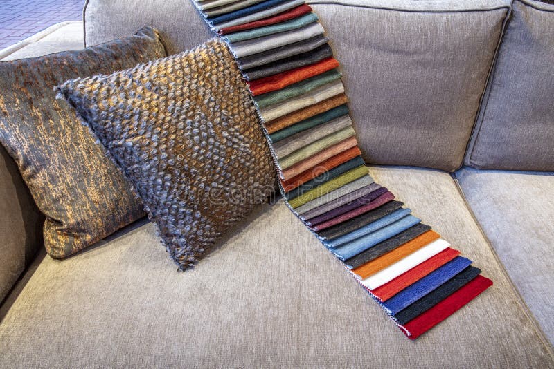 Sofa Color Chart. Upholstery Catalogue. Closeup of Samples of Fabric ...