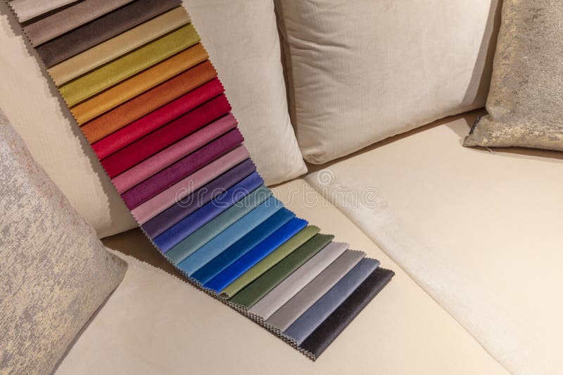 Sofa Color Chart. Upholstery Catalogue. Closeup of Samples of Fabric ...
