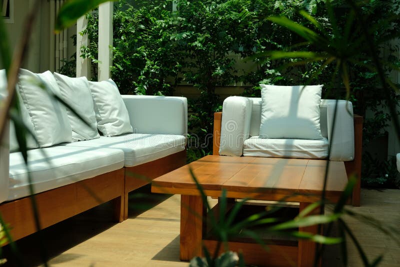 Sofa Couch on Terrace Patio Stock Image - Image of garden, nature ...