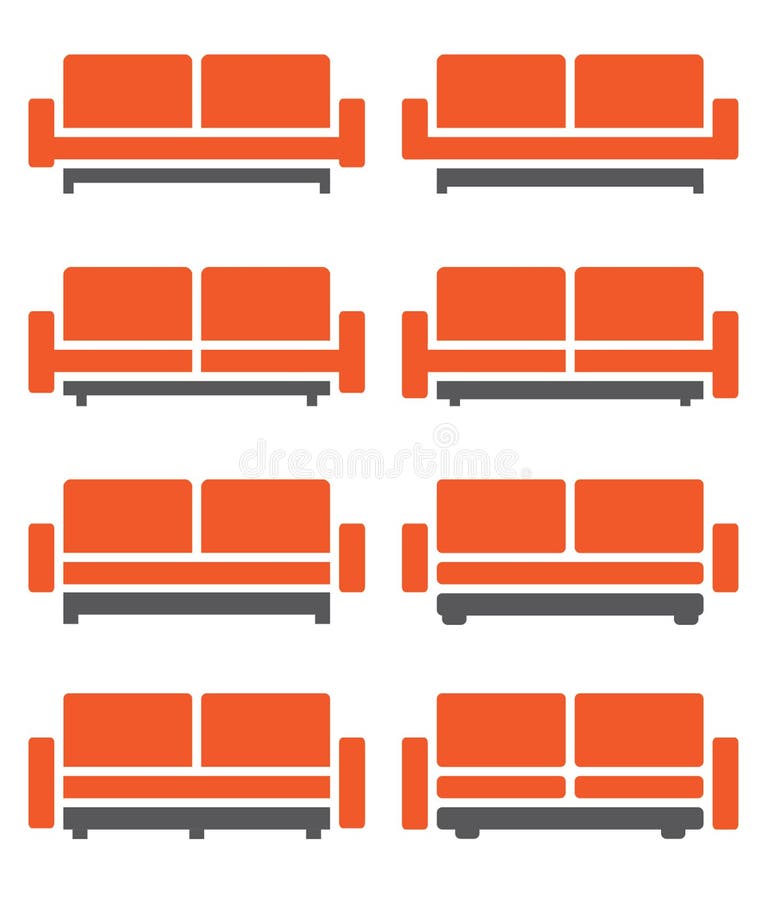 Sofa & Couch Vector in Orange Color Stock Vector - Illustration of ...