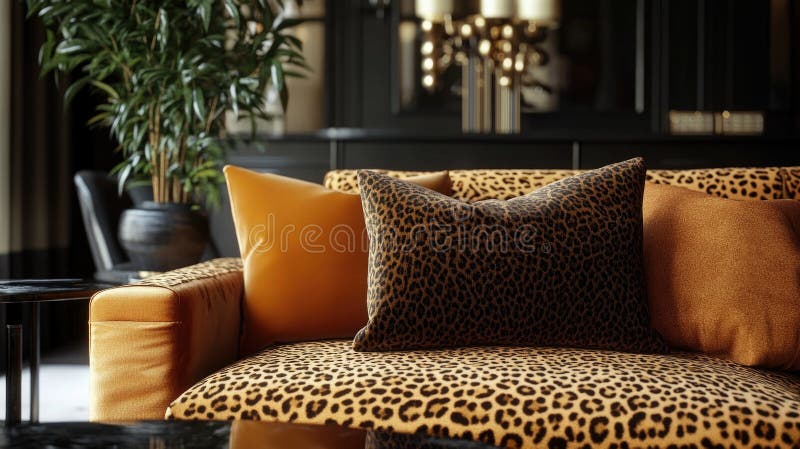 Leopard Print Sofa stock image. Image of trendy, couch - 363540183
