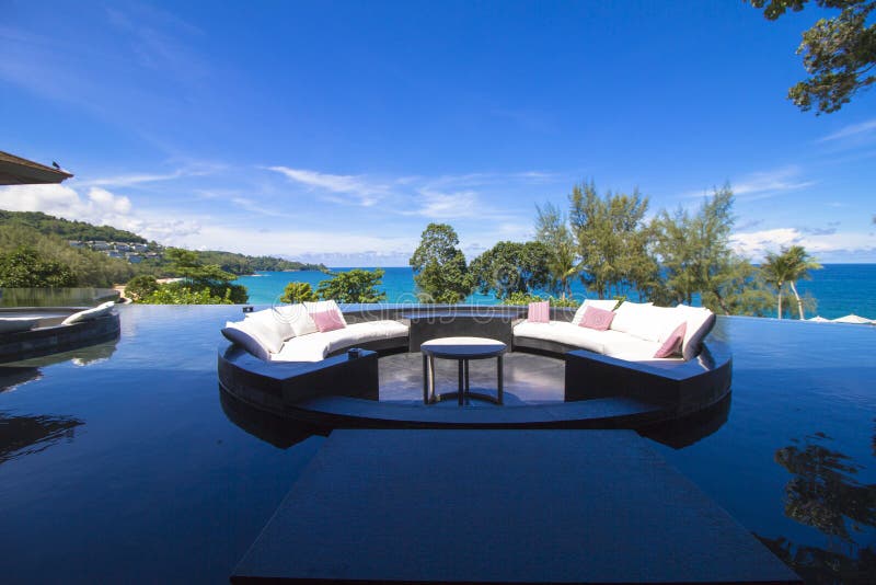 Sofa Cushion Terrace on the Pool Stock Image - Image of timber, resort ...