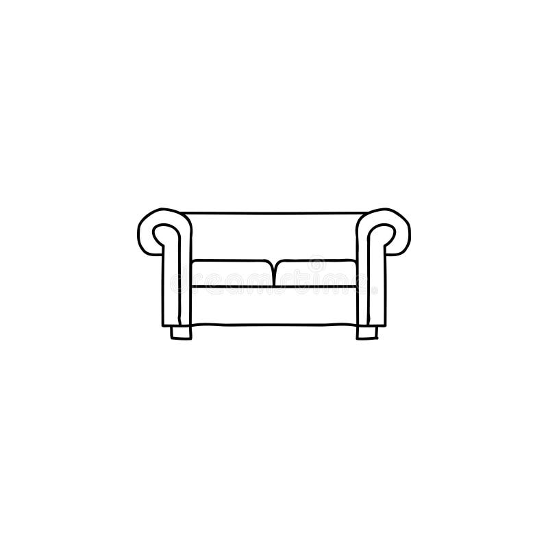 Sofa Doodle Seamless Pattern on Yellow Background Vector Illustration ...