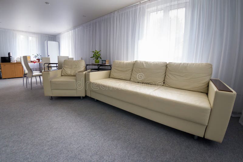 Sofa in Empty Break Room in the Office Stock Image - Image of interior ...