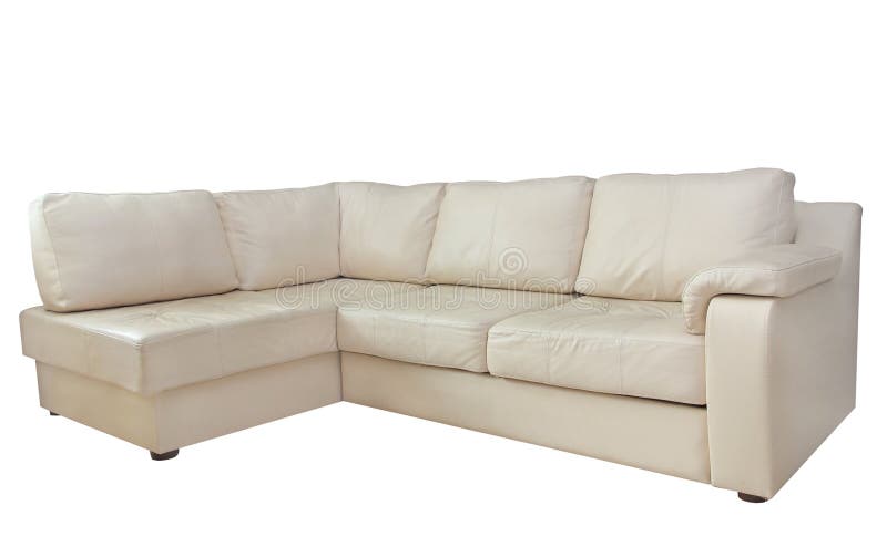 Sofa En Cuir Faisant Le Coin Beige D'isolement Photo stock - Image du ...
