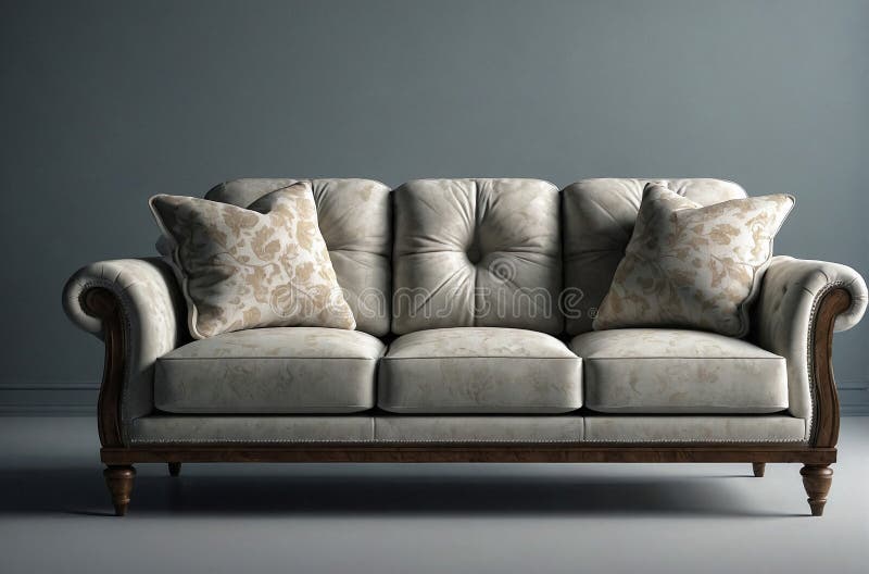 Sofa Front View. 3D Rendering Icon for Interior Floorplans. Concept ...