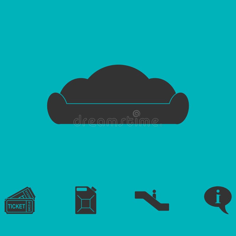 Sofa icon flat stock vector. Illustration of home, isolated - 137902004