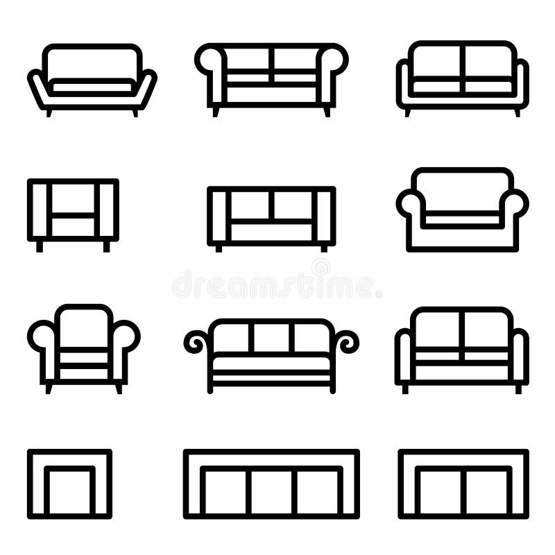 Sofa icon set stock illustration. Illustration of decorate - 72474601