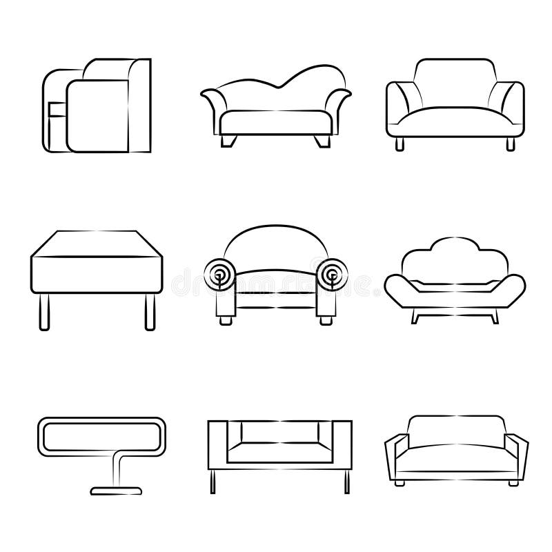 Sofa icons stock illustration. Illustration of draw, indoors - 69199501