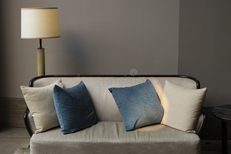 Sofa with Pillows To Lean Back for Relaxation Stock Photo - Image of ...
