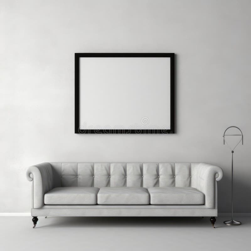 Sofa Portrait Picture Frame Hanging on Blank Wall Stock Image - Image ...