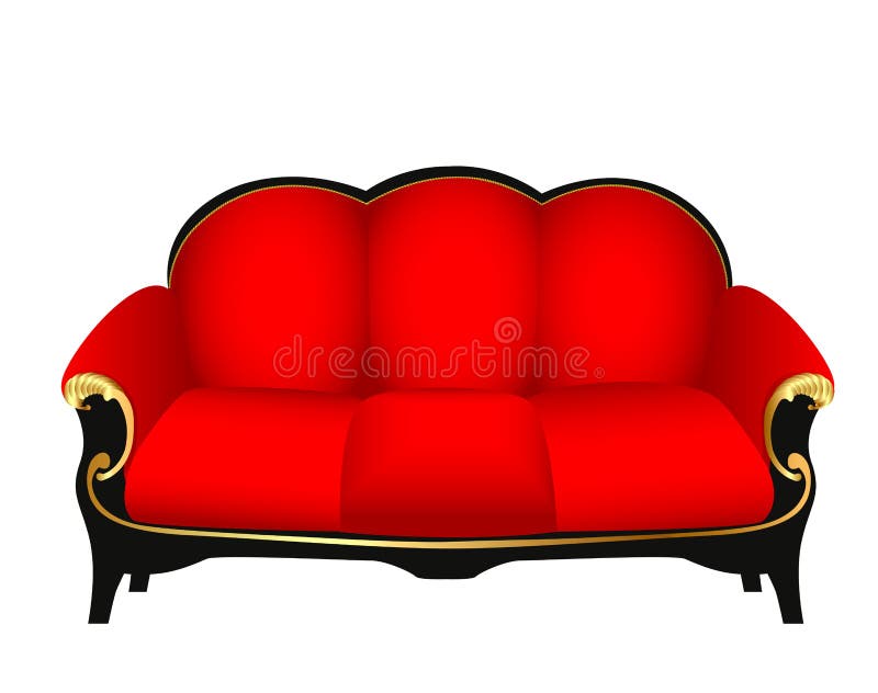 Sofa Red with Gold Carved Patterns Stock Vector - Illustration of ...