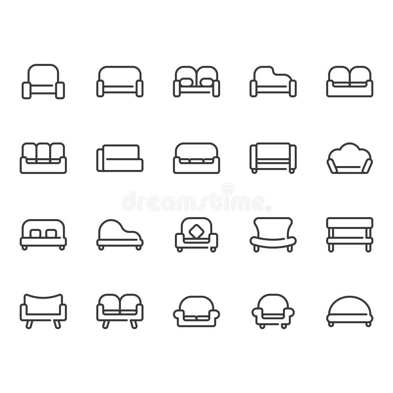 Sofa and Seat Icon Set. Vector Illustration Stock Vector - Illustration ...
