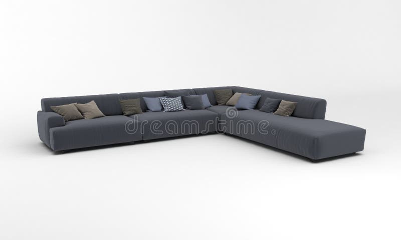 Sofa 3D Rendered Realistic Furniture Side View Stock Illustration ...