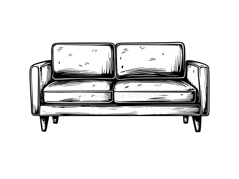Sofa Sketch on White Background Stock Illustration - Illustration of ...