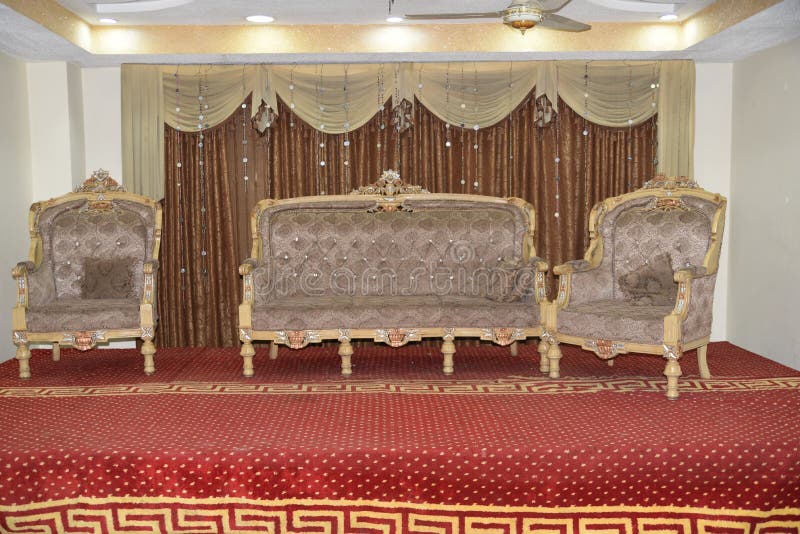 Red sofa on the stage stock image. Image of interior - 17621643