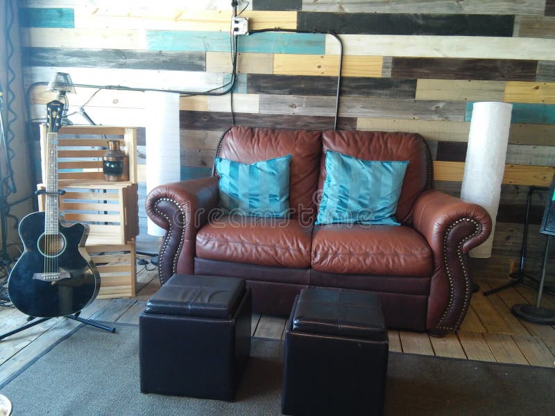 Red sofa on the stage stock image. Image of interior - 17621643