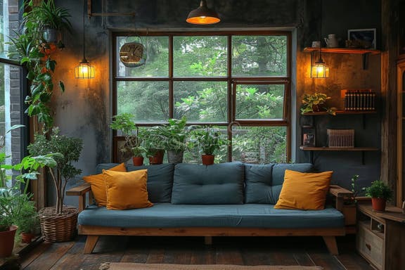 The Sofa Stands in the Home Interior. Design Concept Stock Image ...