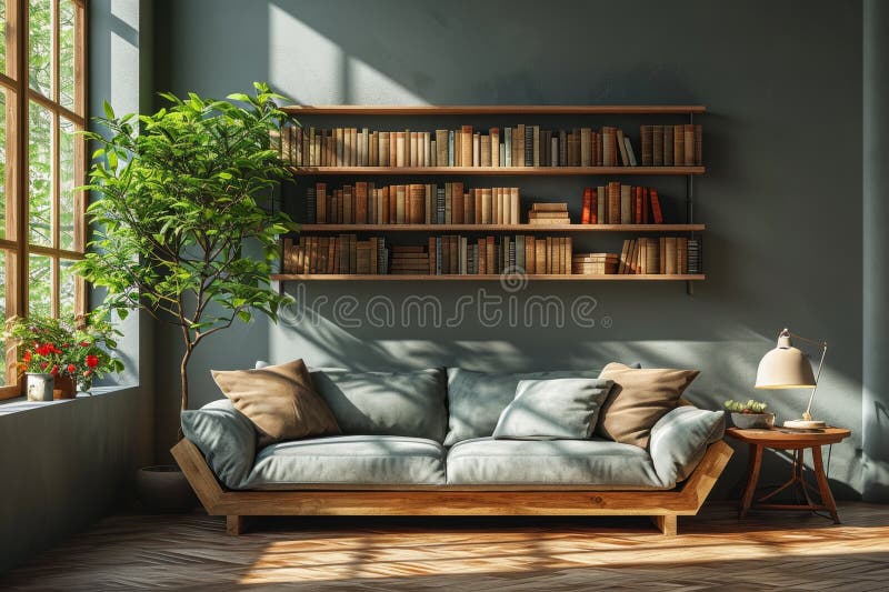 The Sofa Stands in the Home Interior. Design Concept Stock Illustration ...