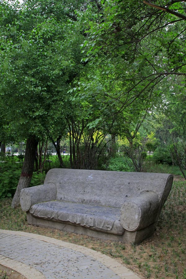 Sofa Stone Sculpture in a Park Stock Image - Image of trees, exquisite ...