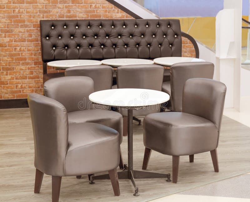 The Sofa and Table in the Coffee Shop Corner. Stock Photo - Image of ...
