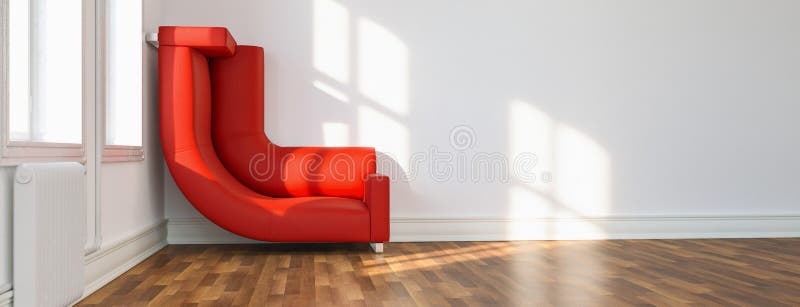 Sofa in a Too Small Room Bent Around the Corner As a Concept for Space ...