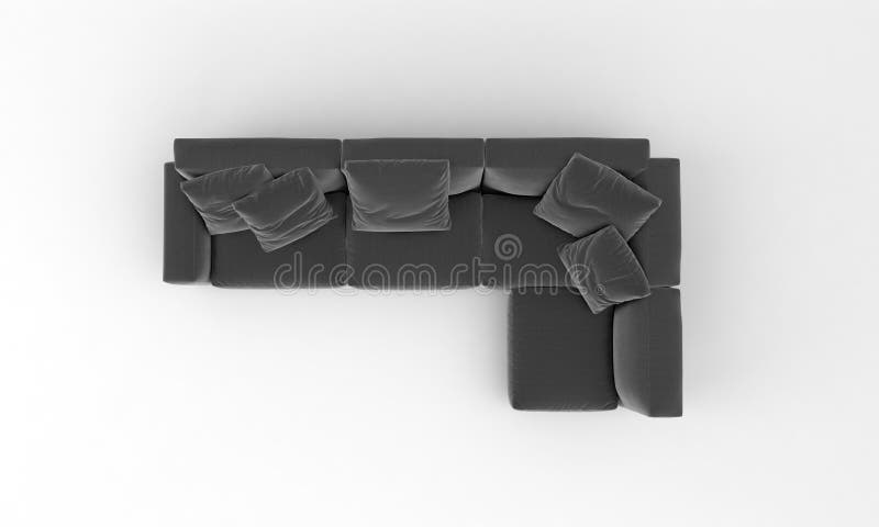 Sofa 3D Rendered Realistic Furniture Top View Stock Illustration ...