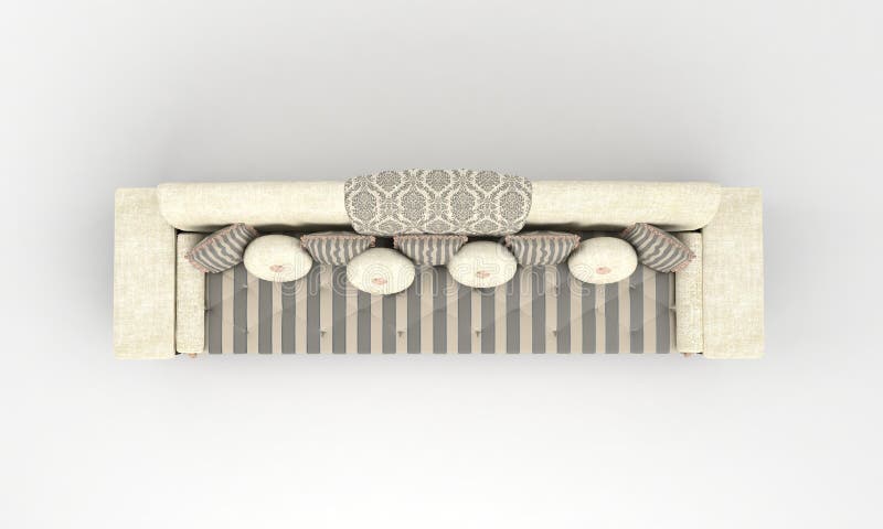 Sofa 3D Rendered Realistic Furniture Top View Stock Illustration ...