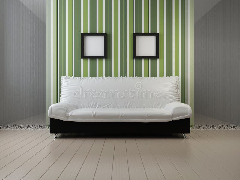 Sofa at a wall stock image. Image of residential, pillow - 18696077