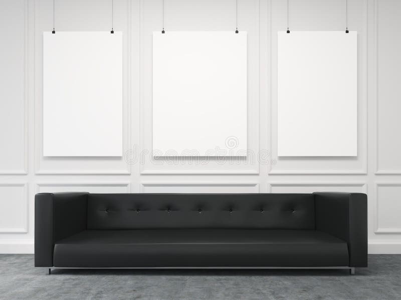 Sofa at the Wall. Front View Stock Illustration - Illustration of frame ...