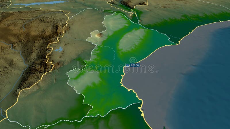 Sofala, Mozambique - Highlighted with Capital. Physical Stock ...