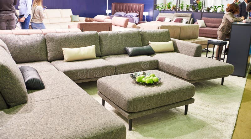 Sofas in furniture store editorial stock photo. Image of modern - 236898498
