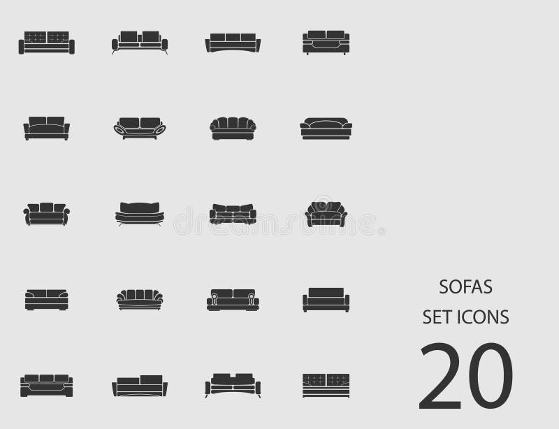 Sofas Set of Flat Icons. Vector Illustration Stock Vector ...