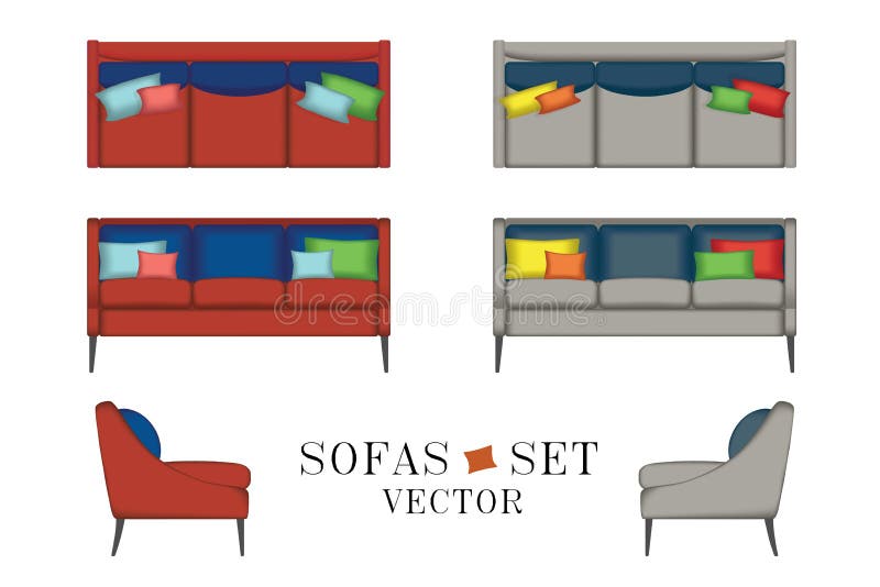 Sofas Set. Furniture for Your Interior Design. Vector Illustration. Top ...