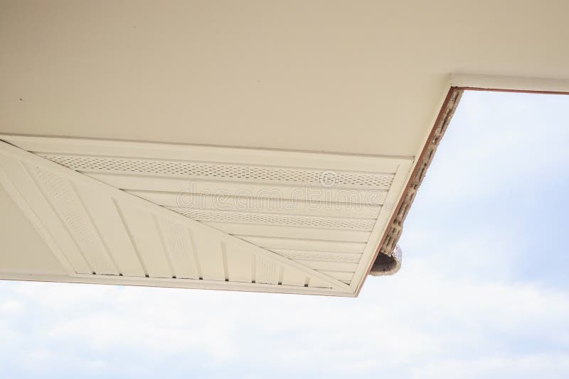 Soffit and Fascia Board Installation at House Building Site Stock Image ...