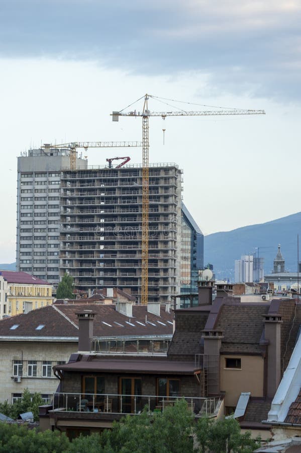 07 30 2021 Sofia Bulgaria. Building Under Construction at Vazrazhdane ...
