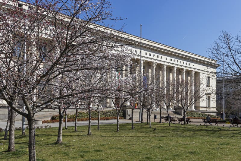 Spring View of National Library St. Cyril and Methodius in Sofia ...