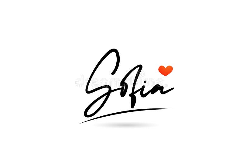 Sofia City Hand Written Text with Red Heart Logo Stock Vector ...