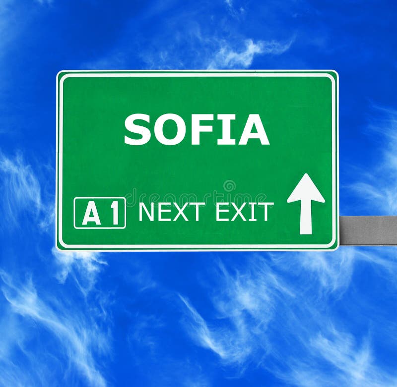 SOFIA Road Sign Against Clear Blue Sky Stock Image - Image of plate ...