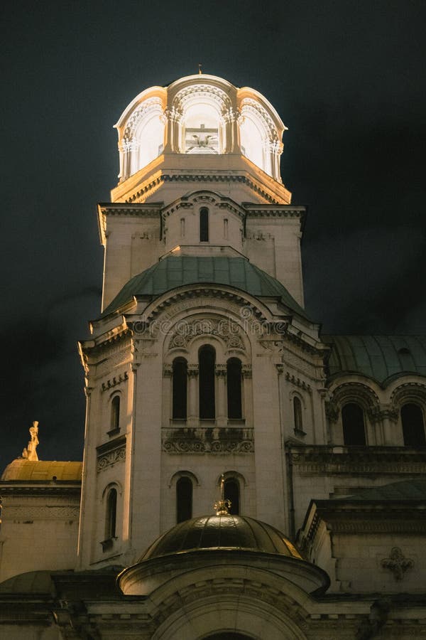 Sofia& X27;s Cathedral Tower at Night Stock Image - Image of culture ...