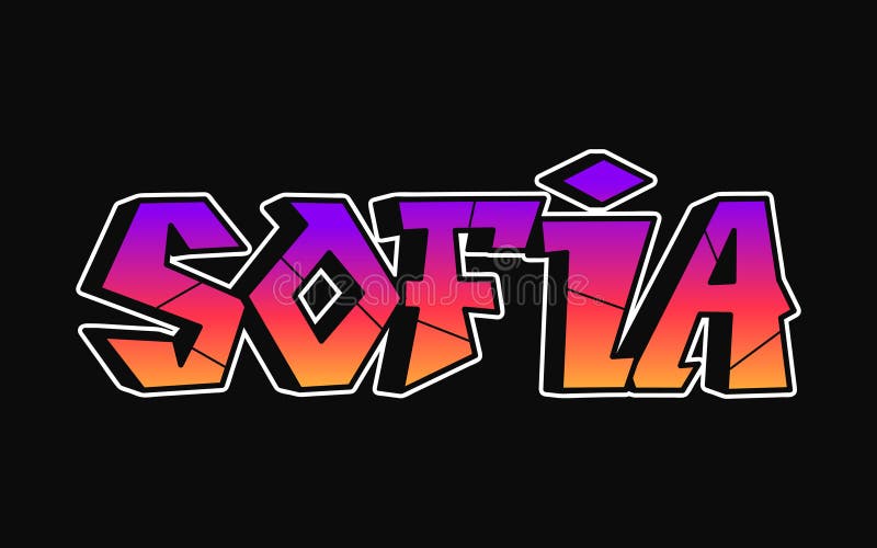 Sofia - Single Word, Letters Graffiti Style. Bulgaria. Vector Hand ...