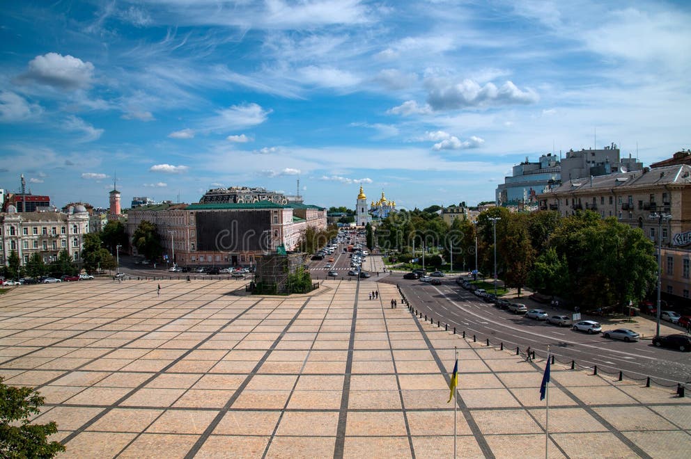 Sofia square in Kyiv stock image. Image of temple, chapel - 291195693