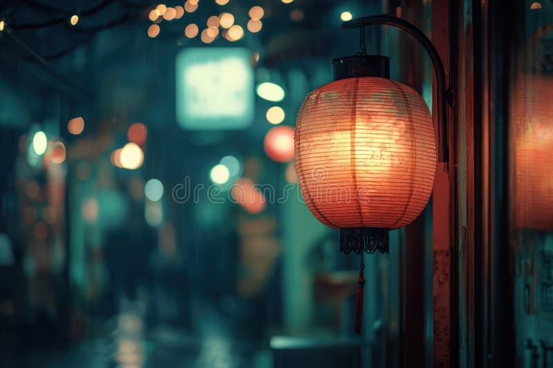 Soft Aesthetic Vintage Lantern Glowing in Desaturated Night Scene Stock ...