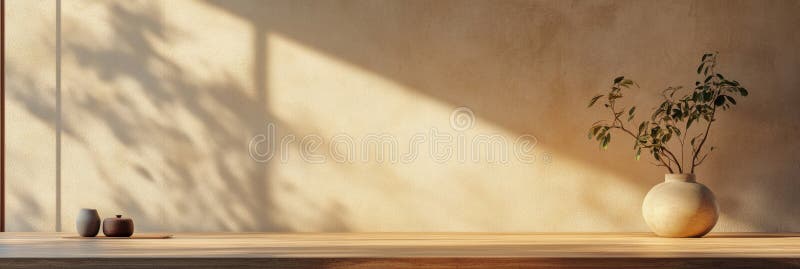 Soft Afternoon Light Illuminates a Minimalist Interior Featuring a Vase ...