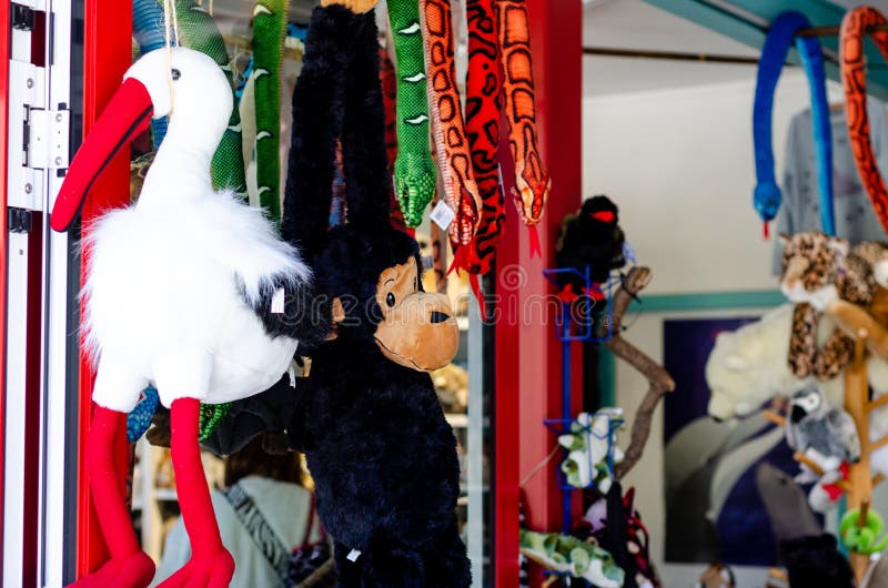 Soft animal toys for sale stock image. Image of display - 245912283