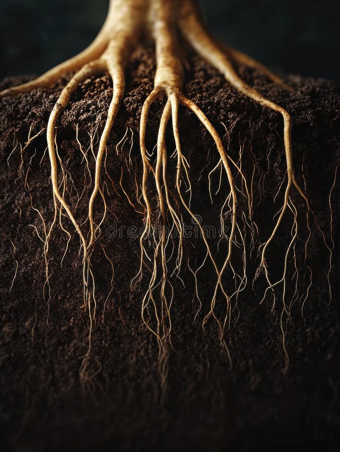 A Vibrant Plant S Roots are Revealed in Detail, Soaking Up Nutrients ...