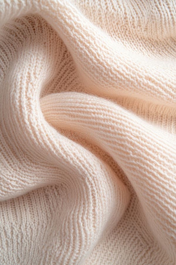 Soft Beige Fabric Displays a Rich, Geometric Knit Pattern. Sharp ...